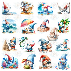 Summer Beach Gnome Watercolor Clipart Png, Sea Summer Gnome, Nature ...