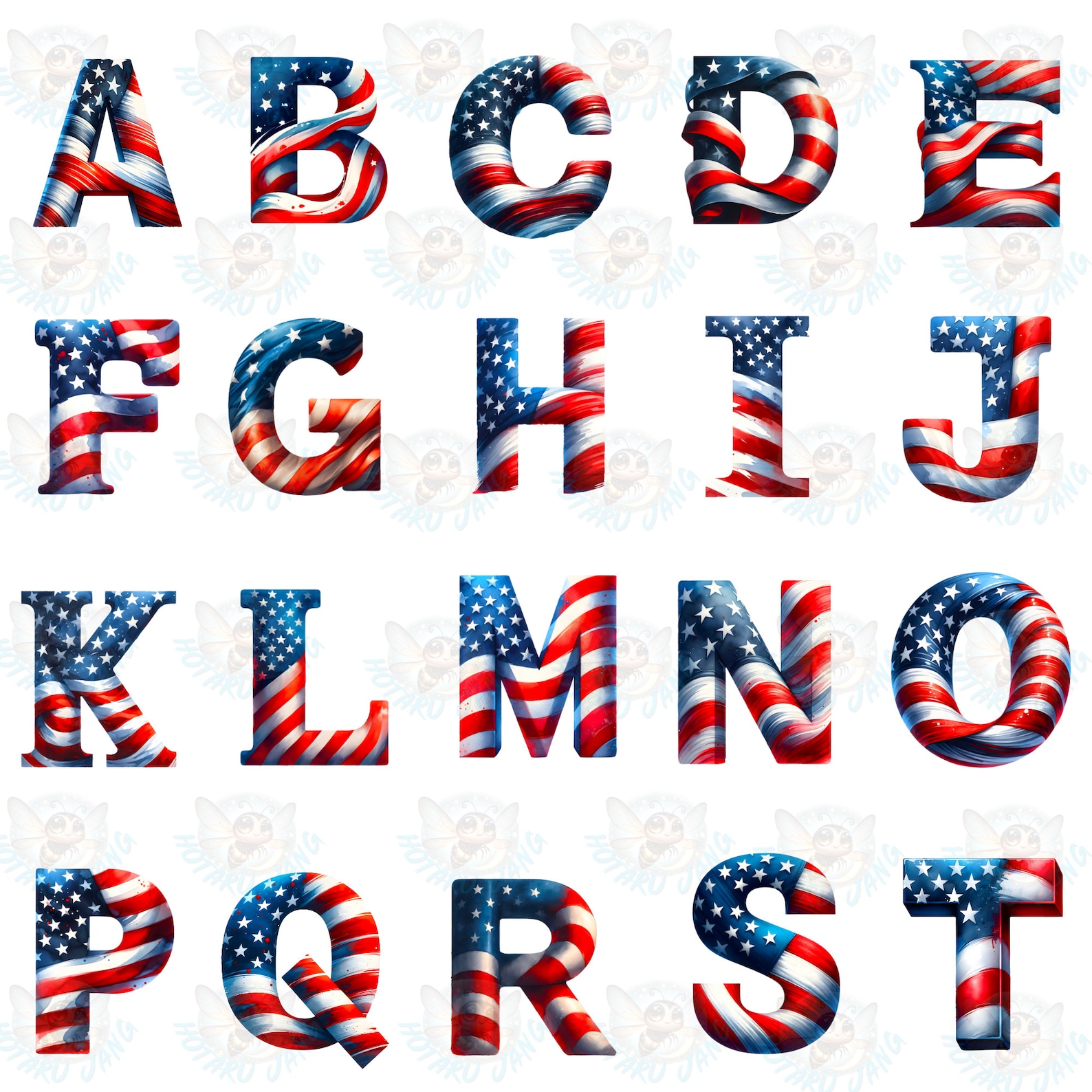 USA Flag Alphabet & Numbers , Patriotic Font Clipart, American Flag ...