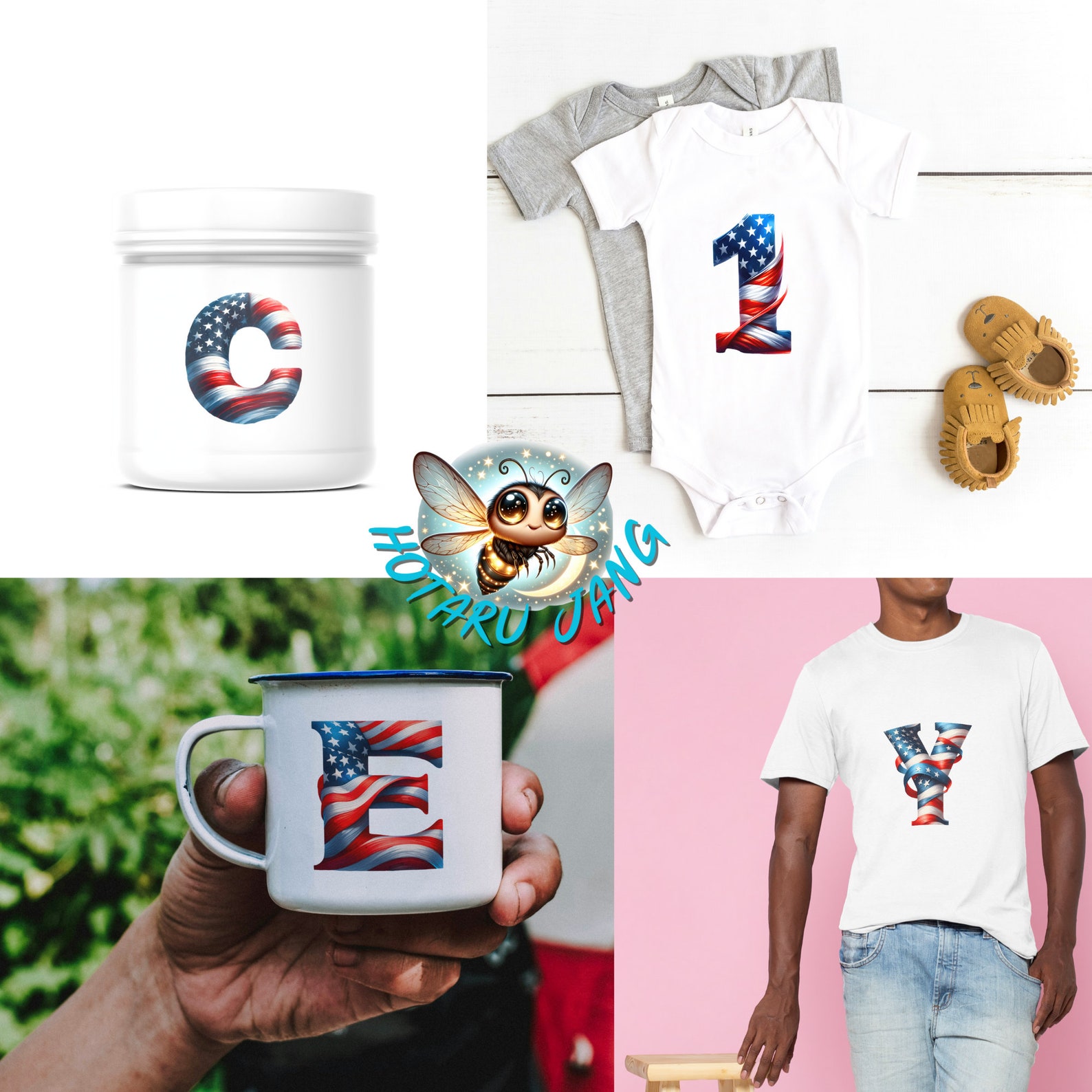 USA Flag Alphabet & Numbers Clipart: Patriotic PNG, 4th of July ...