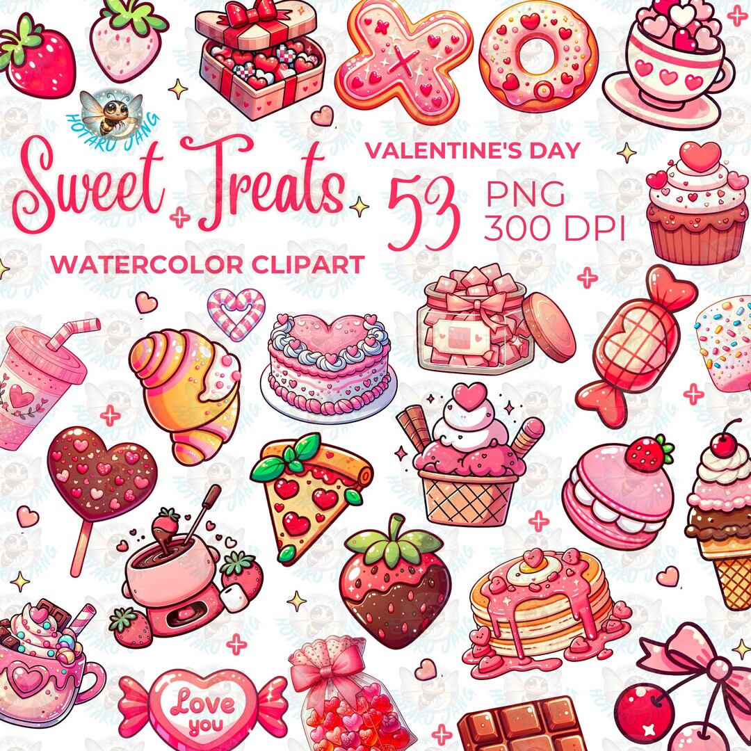 Sweet Treats Clipart, Desserts, and Love Icons Bundle, Valentine's Png ...