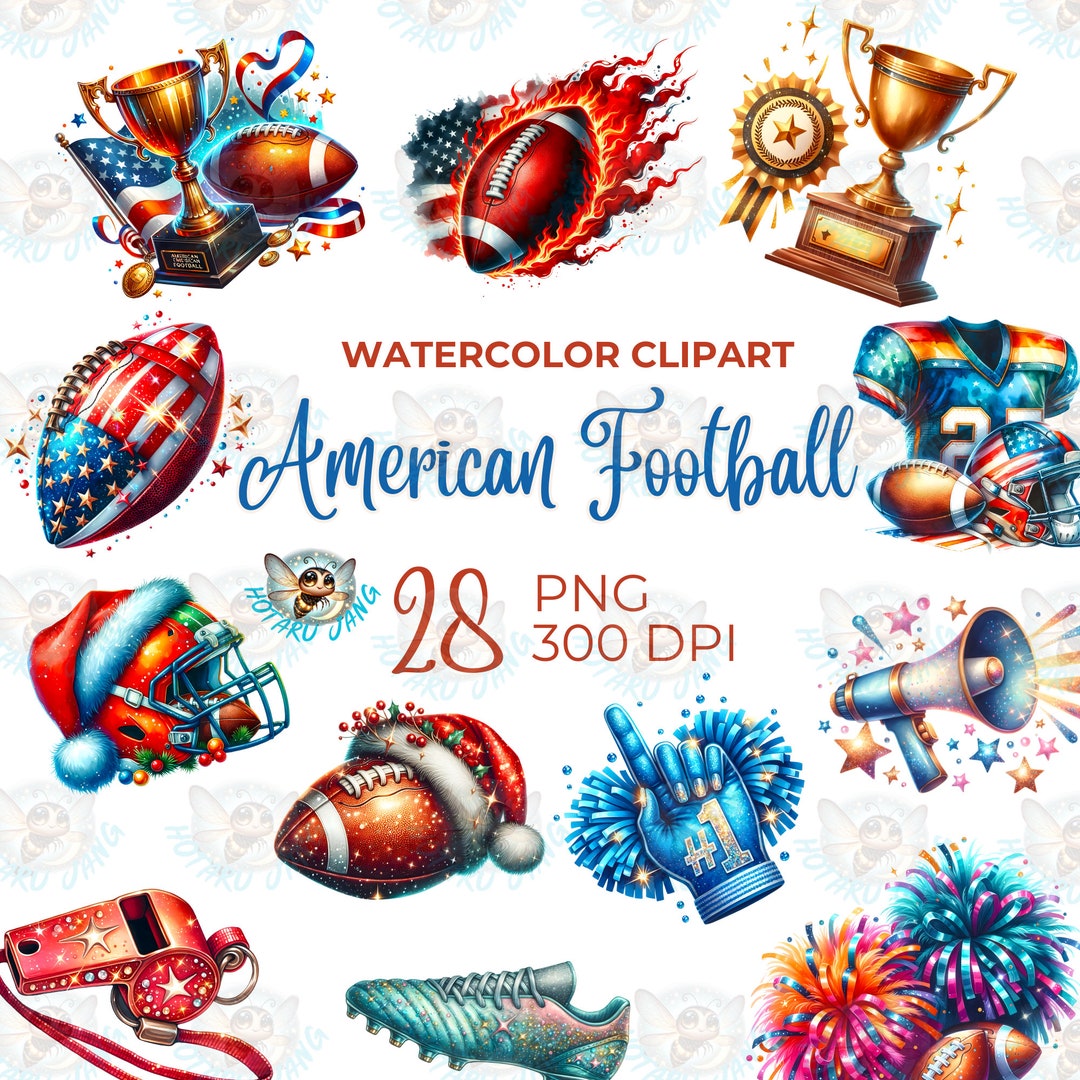 American Football Clipart, Watercolor Football, Soccer, Rugby Clipart ...