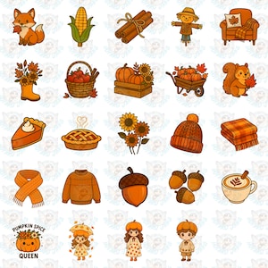 Autumn Clipart Bundle: 79 Cozy Fall Pngs for Crafts - Etsy