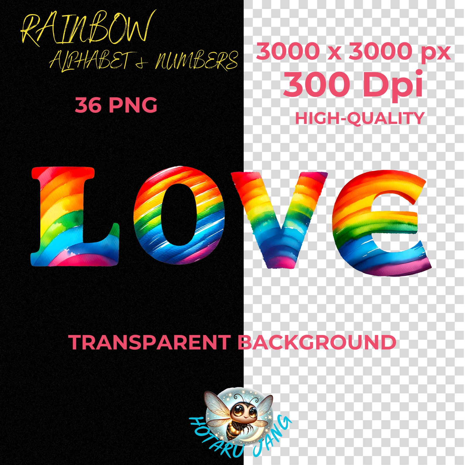 Rainbow Alphabet & Numbers, Colorful Alphabet, Alphabet PNG, PNG ...