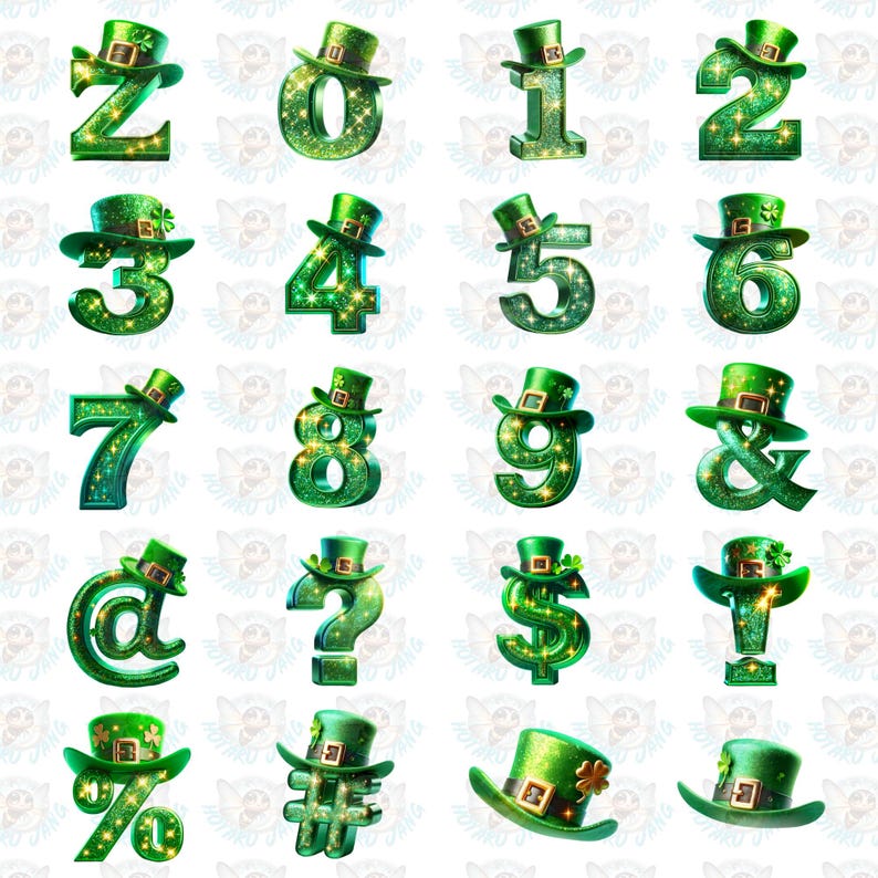 St Patrick Alphabet & Numbers Clipart, Leprechaun Letters Clipart ...