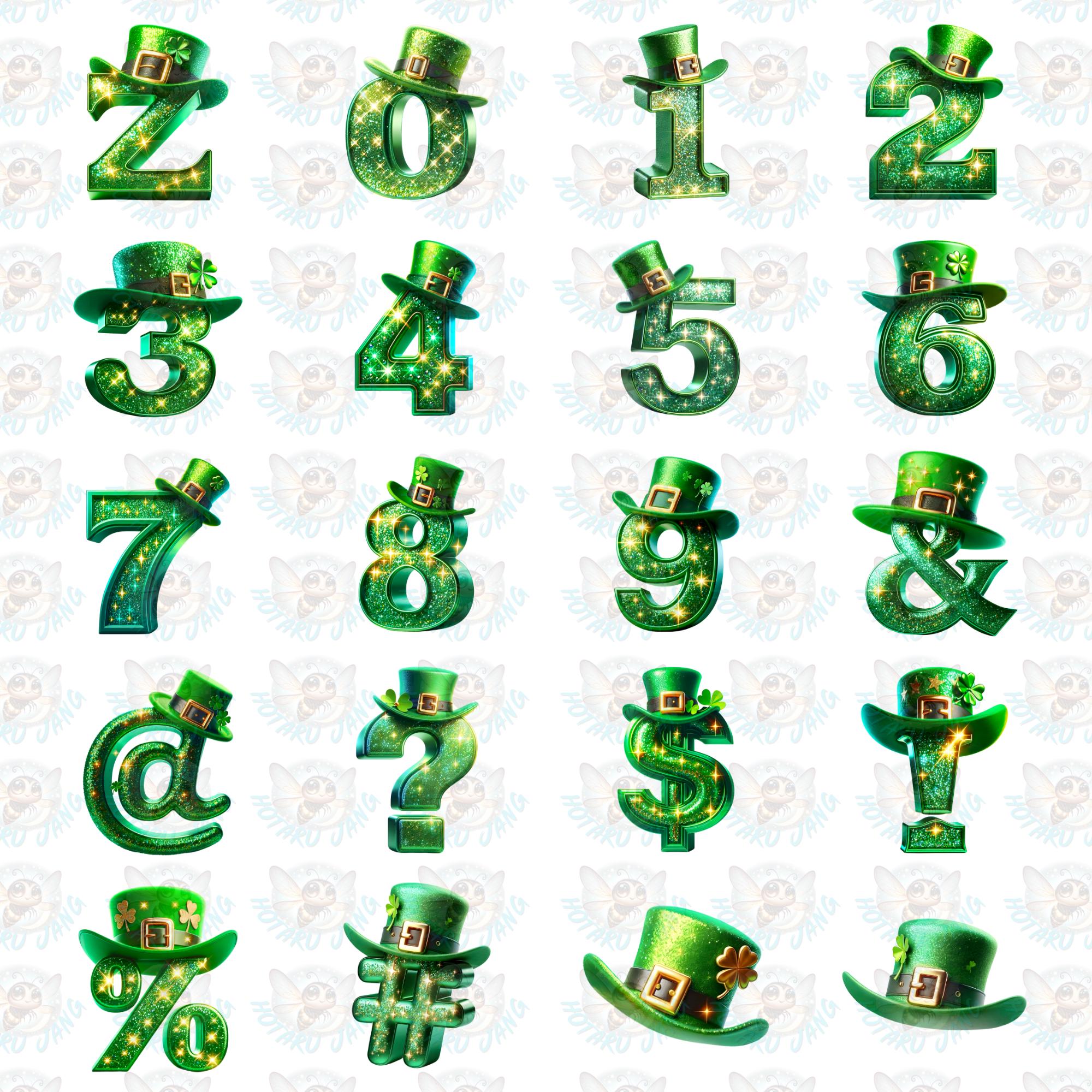 St Patrick Alphabet & Numbers Clipart, Leprechaun Letters Clipart ...