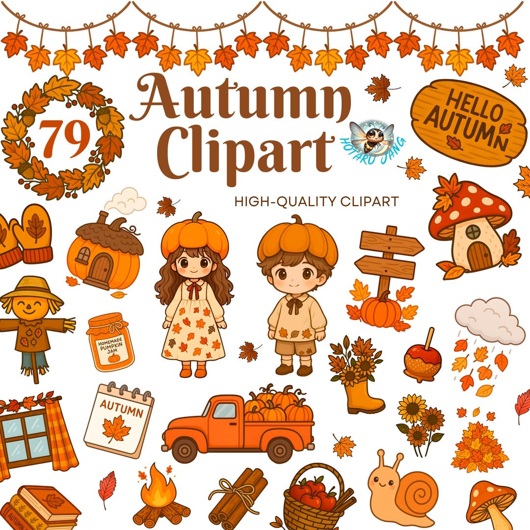 Autumn Clipart Bundle: 79 Cozy Fall Pngs for Crafts - Etsy
