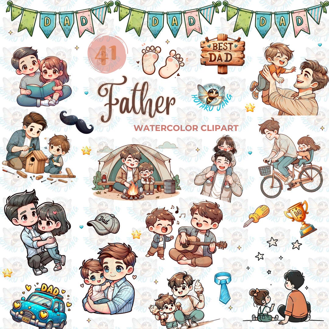 Father's Day Clipart, Happy Fathers Day, Kids Clipart, Dad Clipart ...