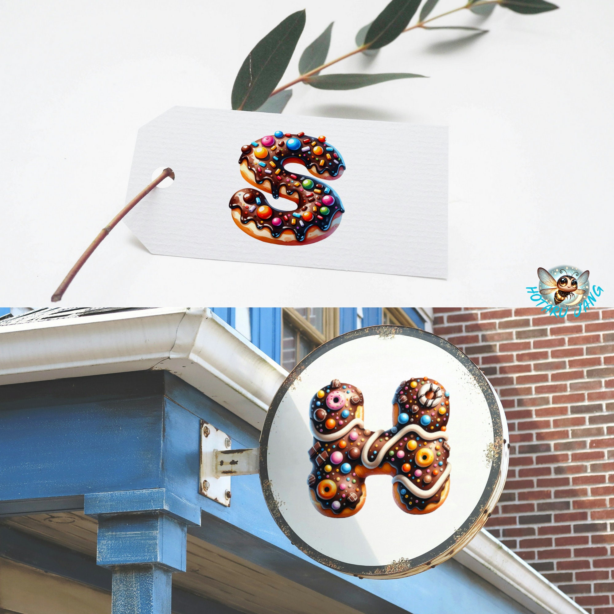 Donut Alphabet & Numbers Clipart 36-piece Watercolor Set Sweet-themed ...