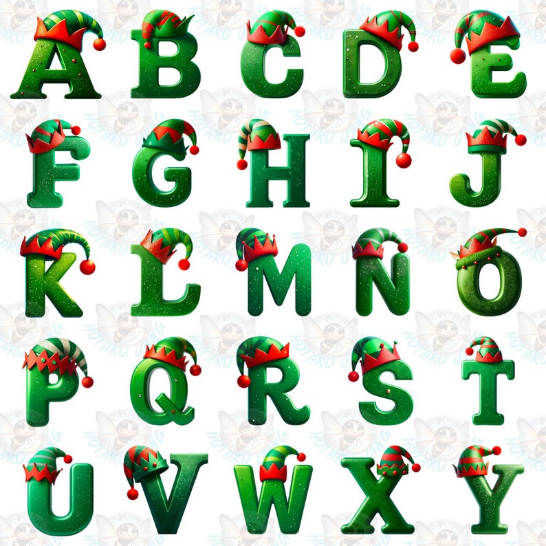 Elf Alphabet&numbers Clipart Merry Christmas Elf Christmas PNG Alphabet ...