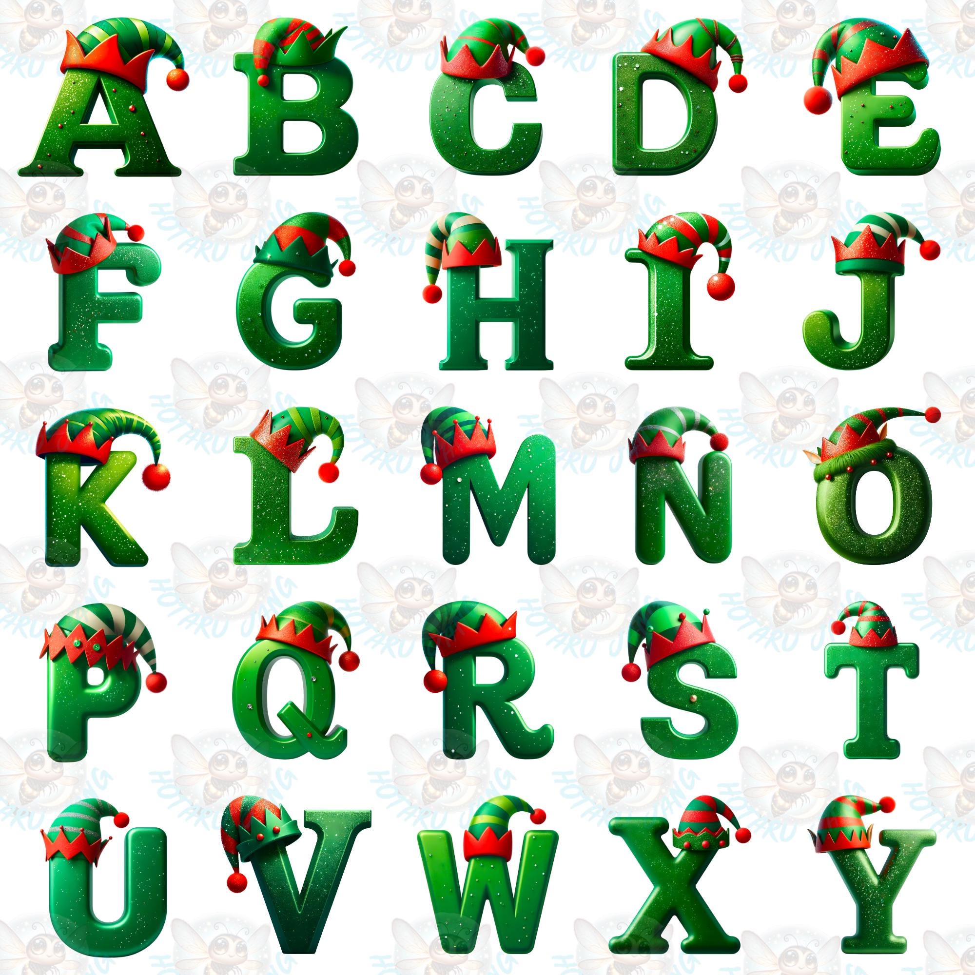 Elf Alphabet&numbers Clipart Merry Christmas Elf Christmas PNG Alphabet ...