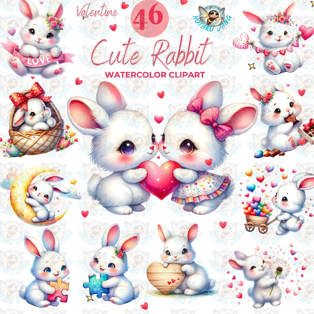 Cute Rabbit Clipart, Cards & Crafts, Cute Rabbit Love Illustrations ...