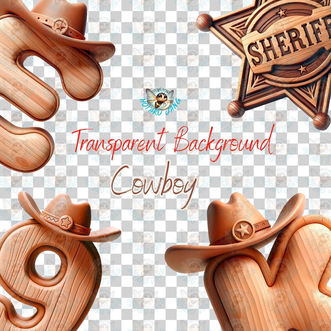 Cowboy Alphabet & Numbers Clipart: Rustic Western Party Decor (46 Pngs ...