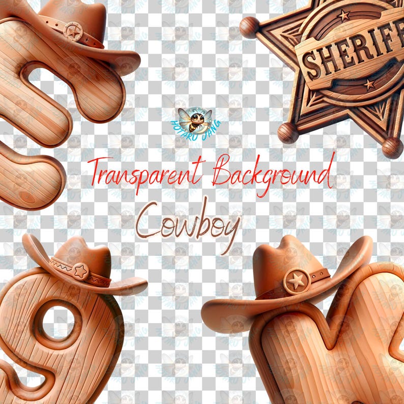 Cowboy Alphabet & Numbers Clipart: Rustic Western Party Decor (46 Pngs ...