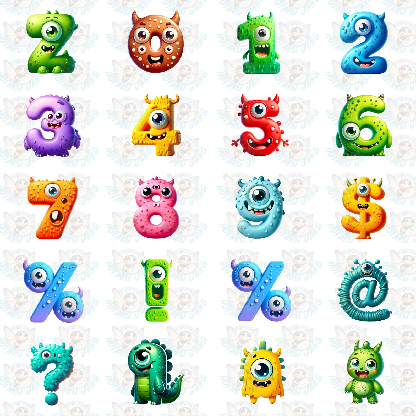 Monster Alphabet Clipart: Colorful Numbers & Letters (PNG) - Etsy