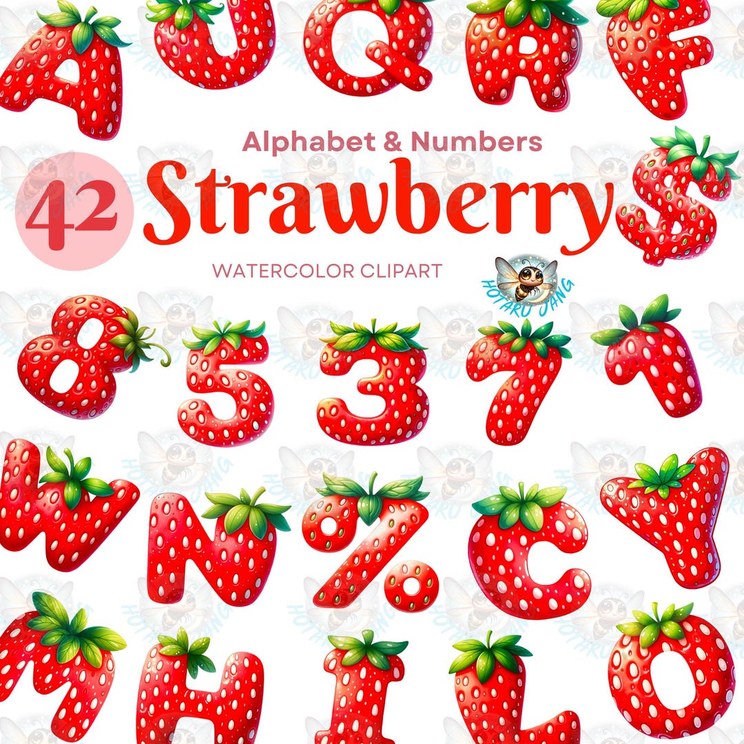 Strawberry Alphabet Numbers Clipart, Strawberry Alphabet,valentines ...