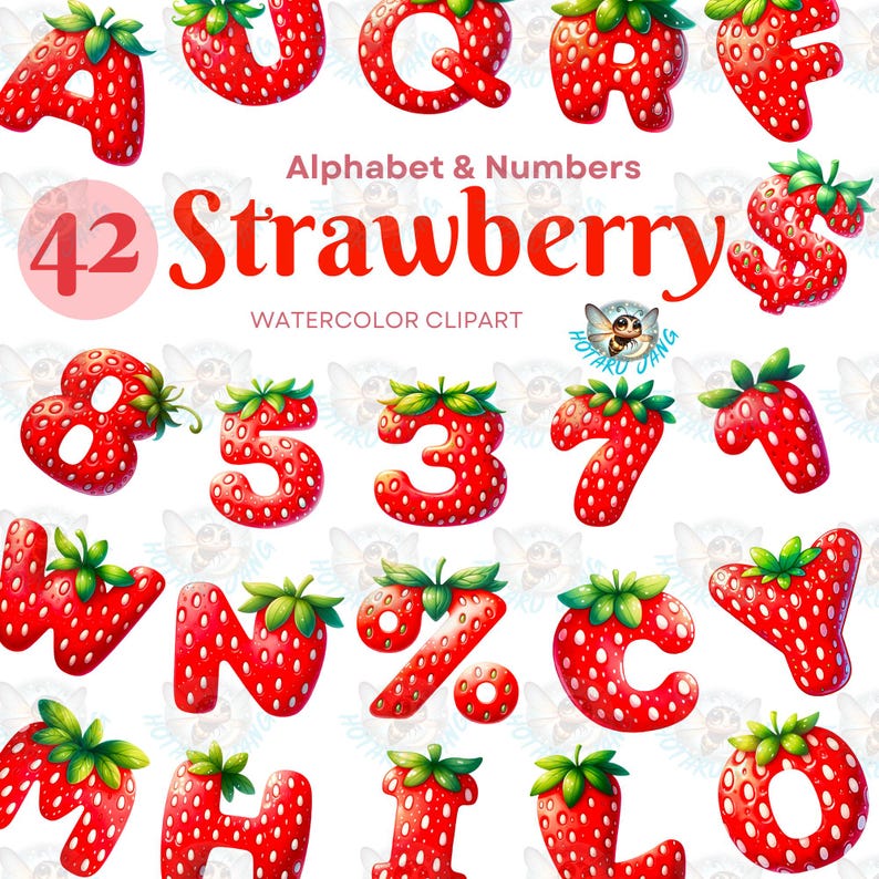 Strawberry Alphabet Numbers Clipart, Strawberry Alphabet,valentines ...