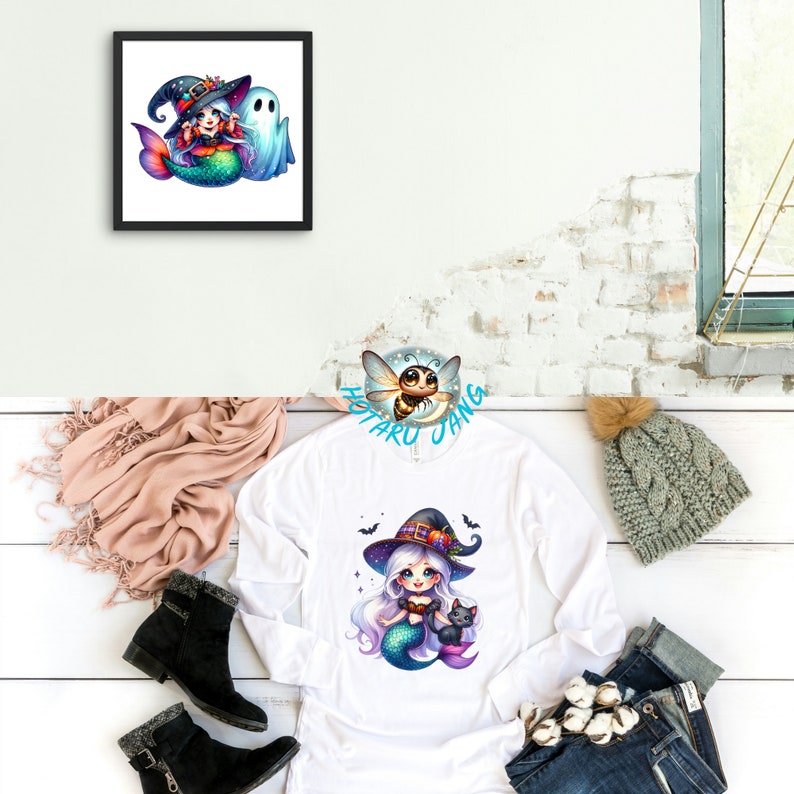 Cute Halloween Mermaids Clipart Set. Zombie Mermaid PNG. Sea Animals ...