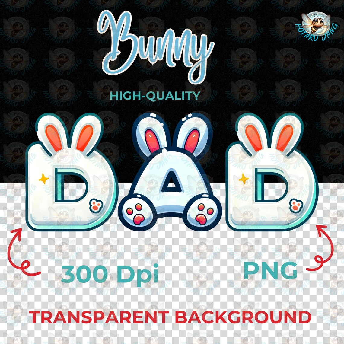 Bunny Alphabet Clipart: Easter PNG Designs (digital Download) - Etsy