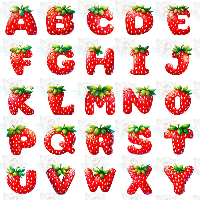 Strawberry Alphabet Numbers Clipart, Strawberry Alphabet,valentines ...