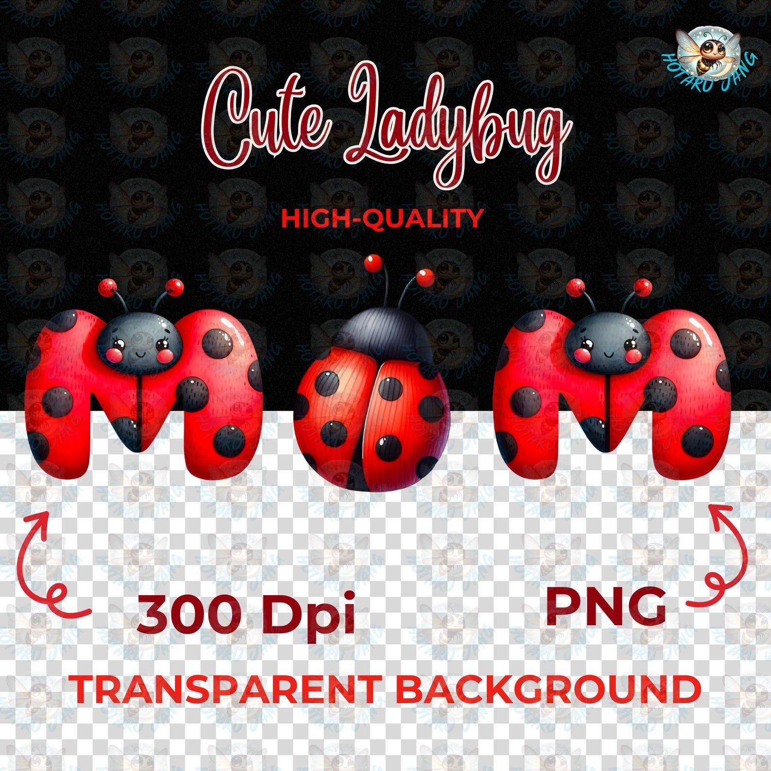 Ladybug Alphabet Clipart: Red & Black Polka Dot Numbers (digital ...