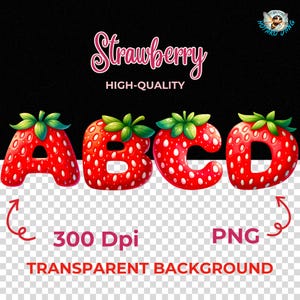 Strawberry Watercolor Alphabet & Numbers Clipart (digital Download) - Etsy