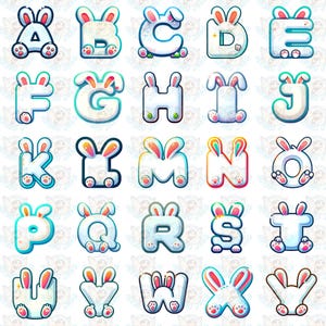Bunny Alphabet & Numbers Clipart, Alphabet Clipart, Alphabett Png ...