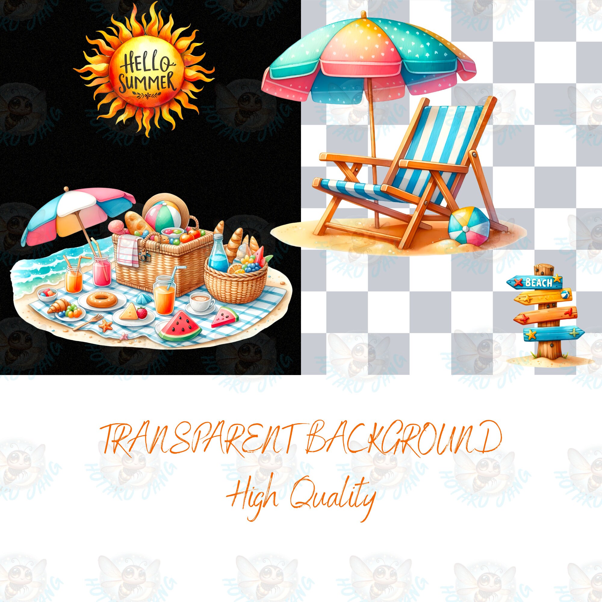 Watercolor Summer Beach Clipart, Summer Clipart PNG, Cute Pool Party ...