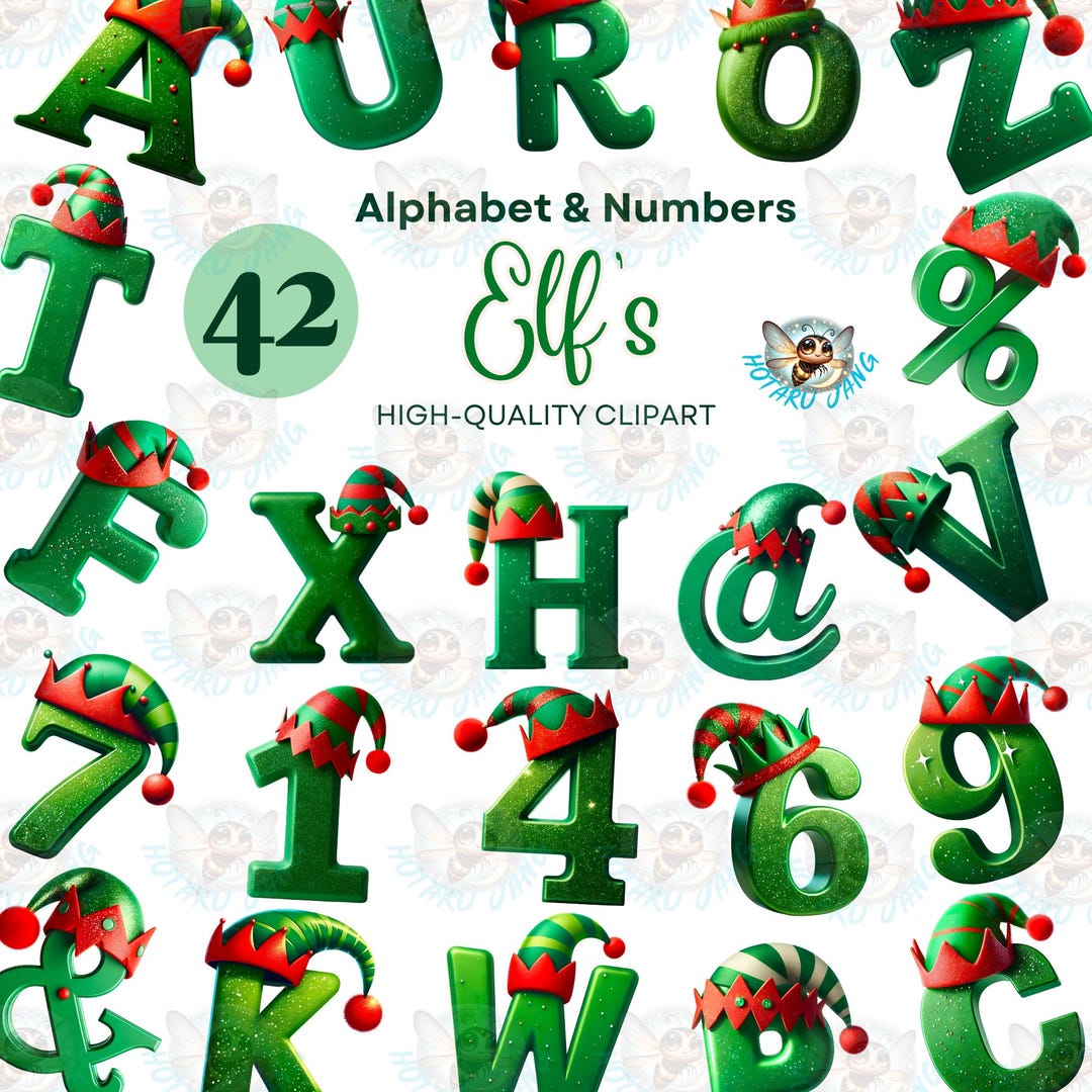 Elf Alphabet&numbers Clipart Merry Christmas Elf Christmas PNG Alphabet ...