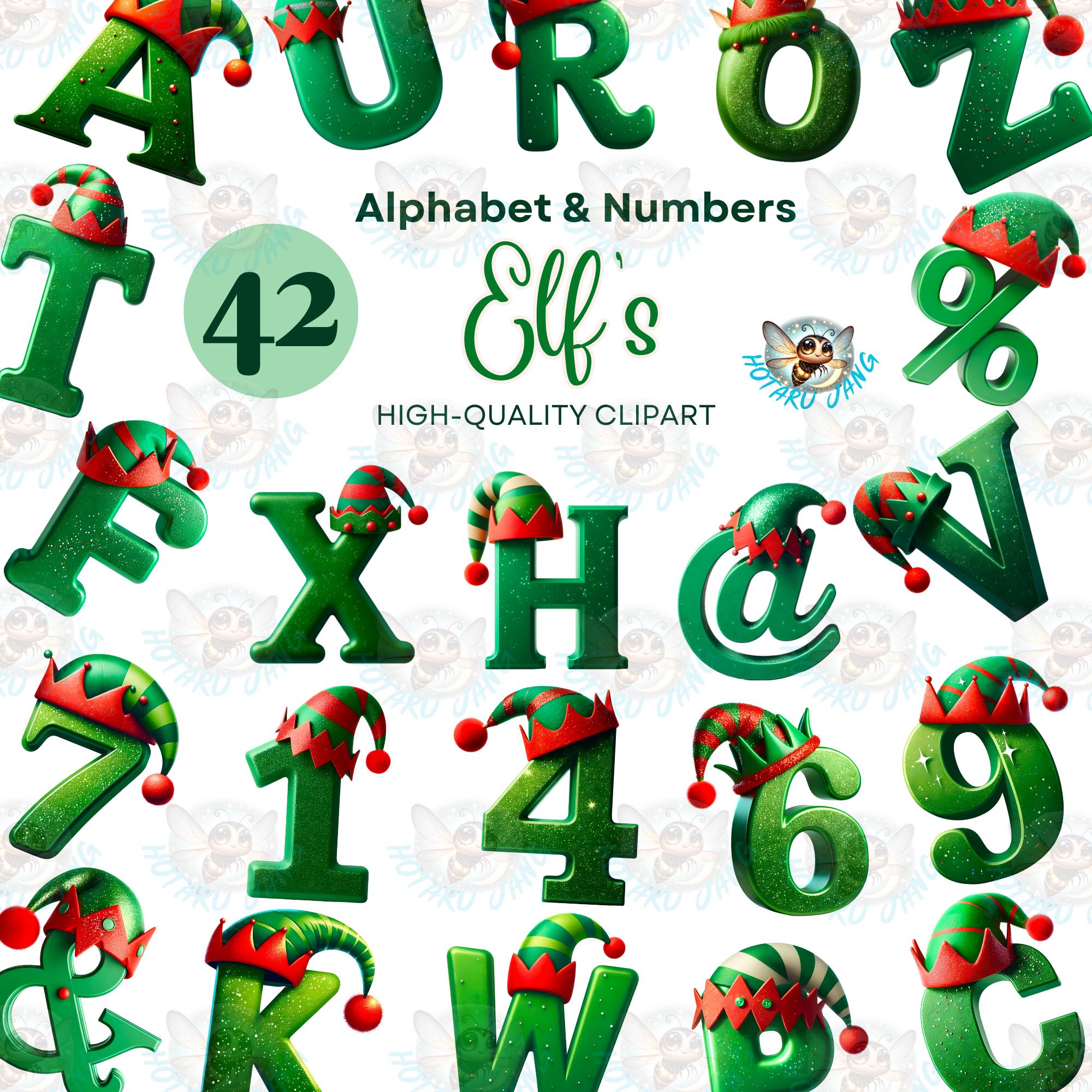 Elf Alphabet&numbers Clipart Merry Christmas Elf Christmas PNG Alphabet ...