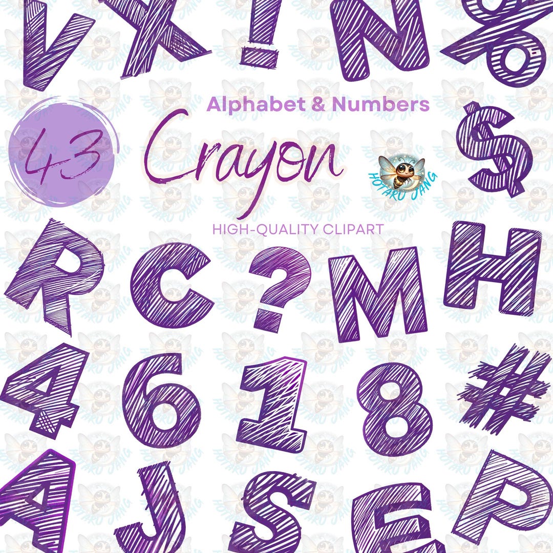 Crayon Alphabet, Alpha Set, Clipart, Alphabet PNG , Digital Download ...