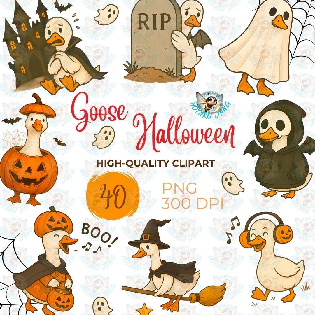 Halloween Goose Clipart, Spooky PNG Bundle (40 Files) - Etsy