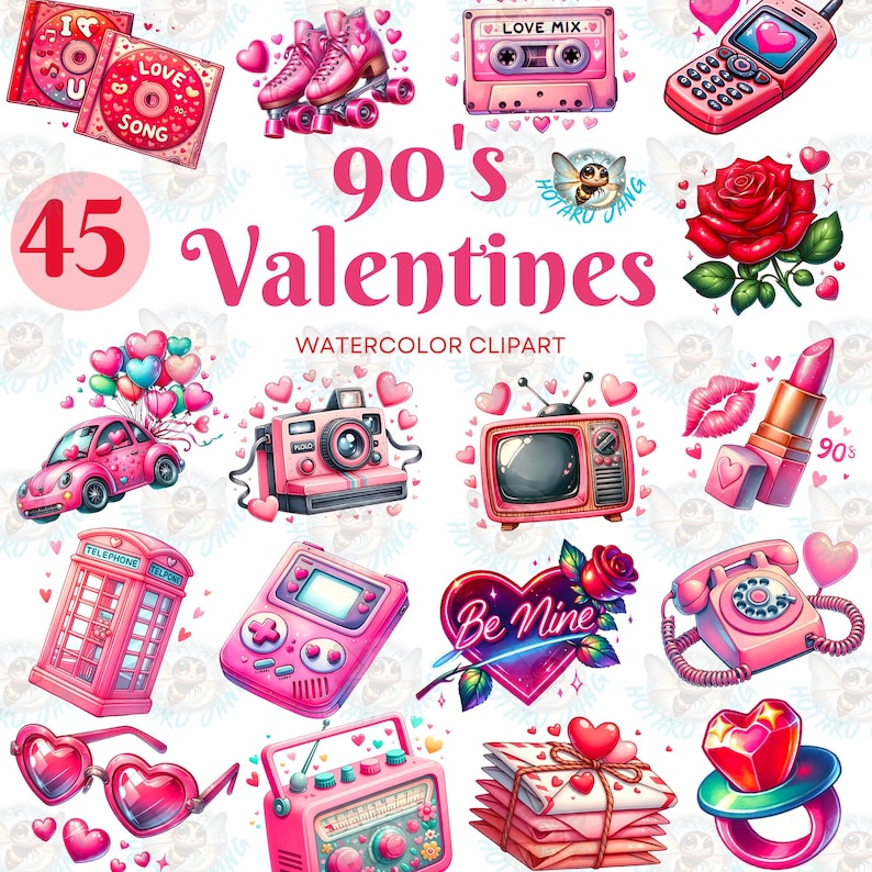 90's Valentines Clipart, 90's Clipart, Valentines Day Clipart ...