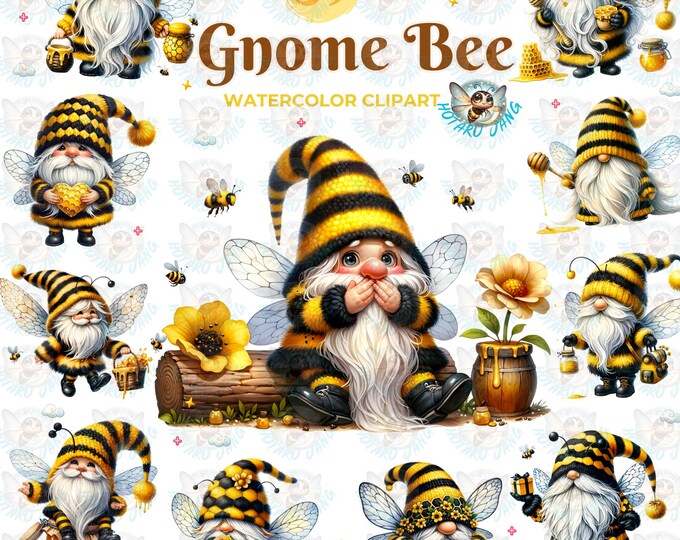 Honey Bee Gnome Clipart, Sunflower Gnome Clipart, Bee Gnome Png, Gnome ...