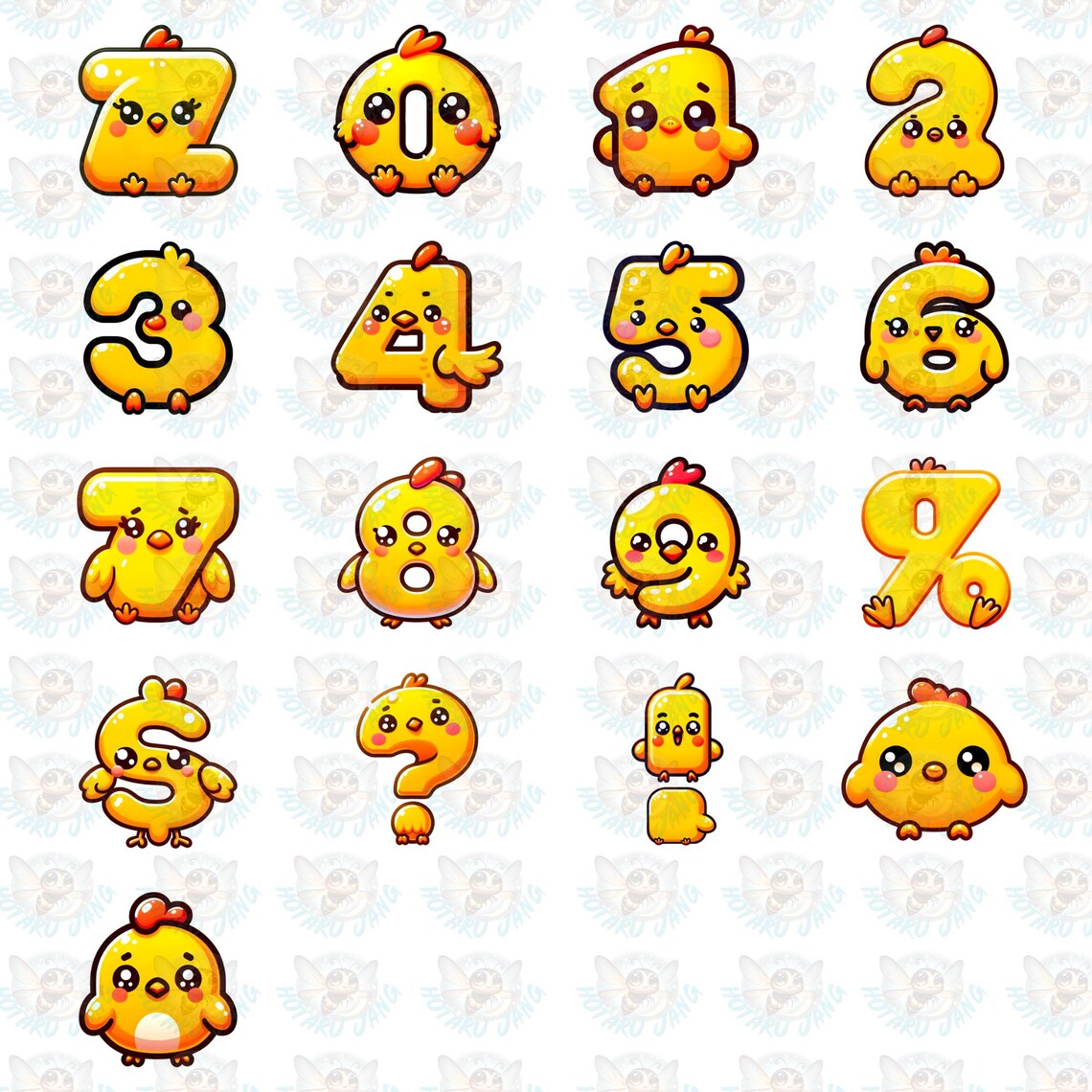 Chicken Alphabet & Numbers Clipart: 42 PNG Designs (digital Download ...