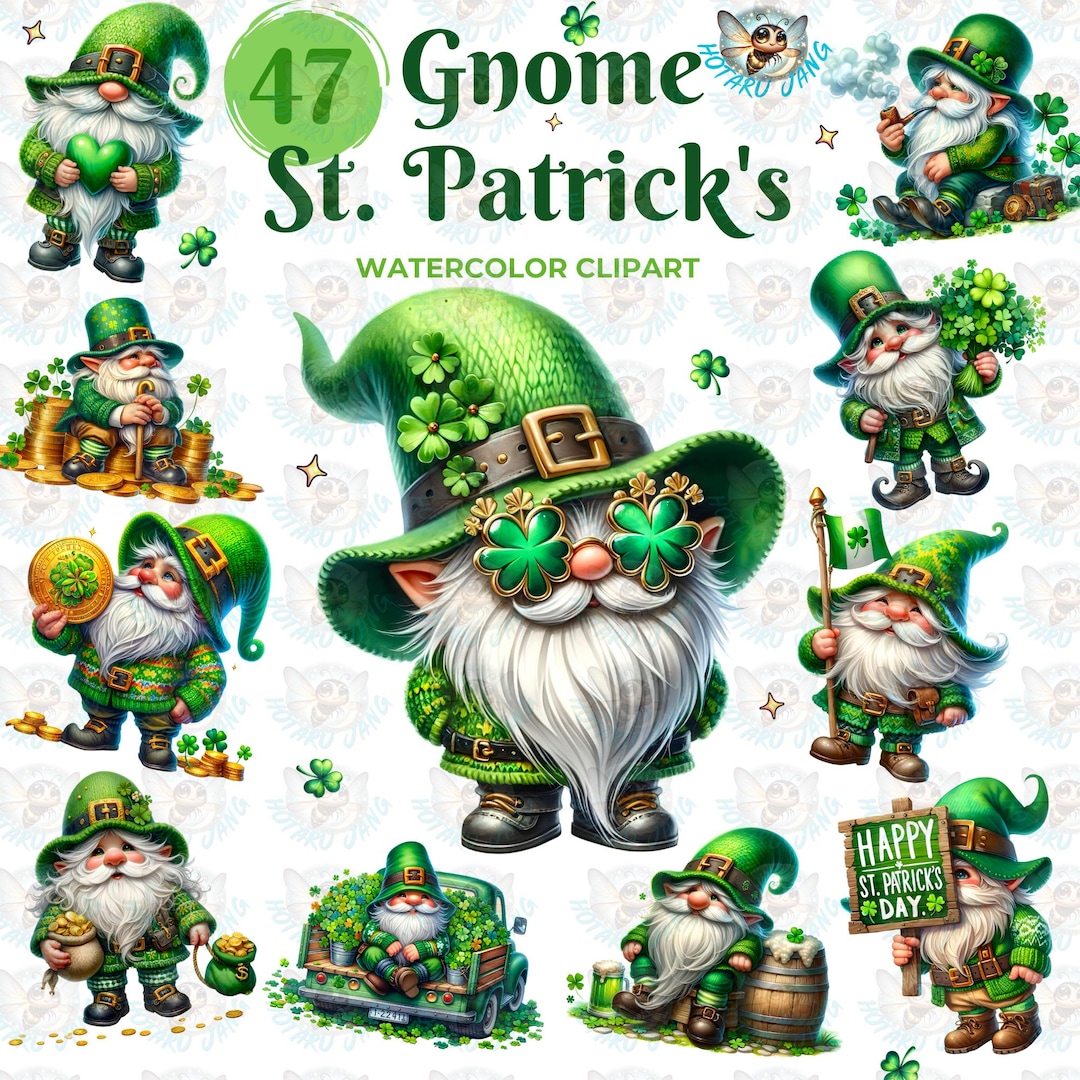 St Patricks Gnomes Clipart, Gnome Png, St Patrick's Graphics, Fantasy ...