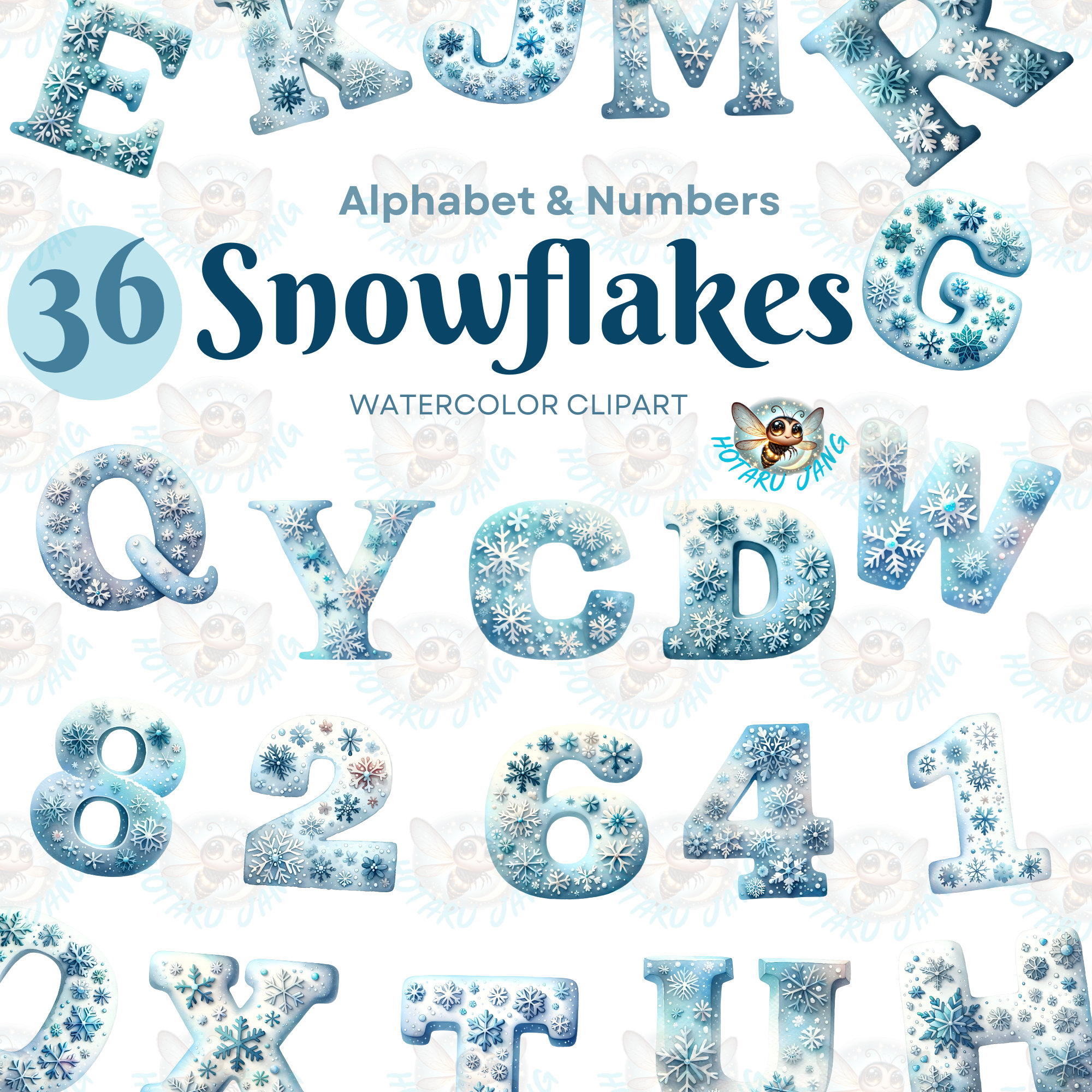 Snowflakes Alphabet & Numbers Letter Stickers Sheet Pack Planner ...