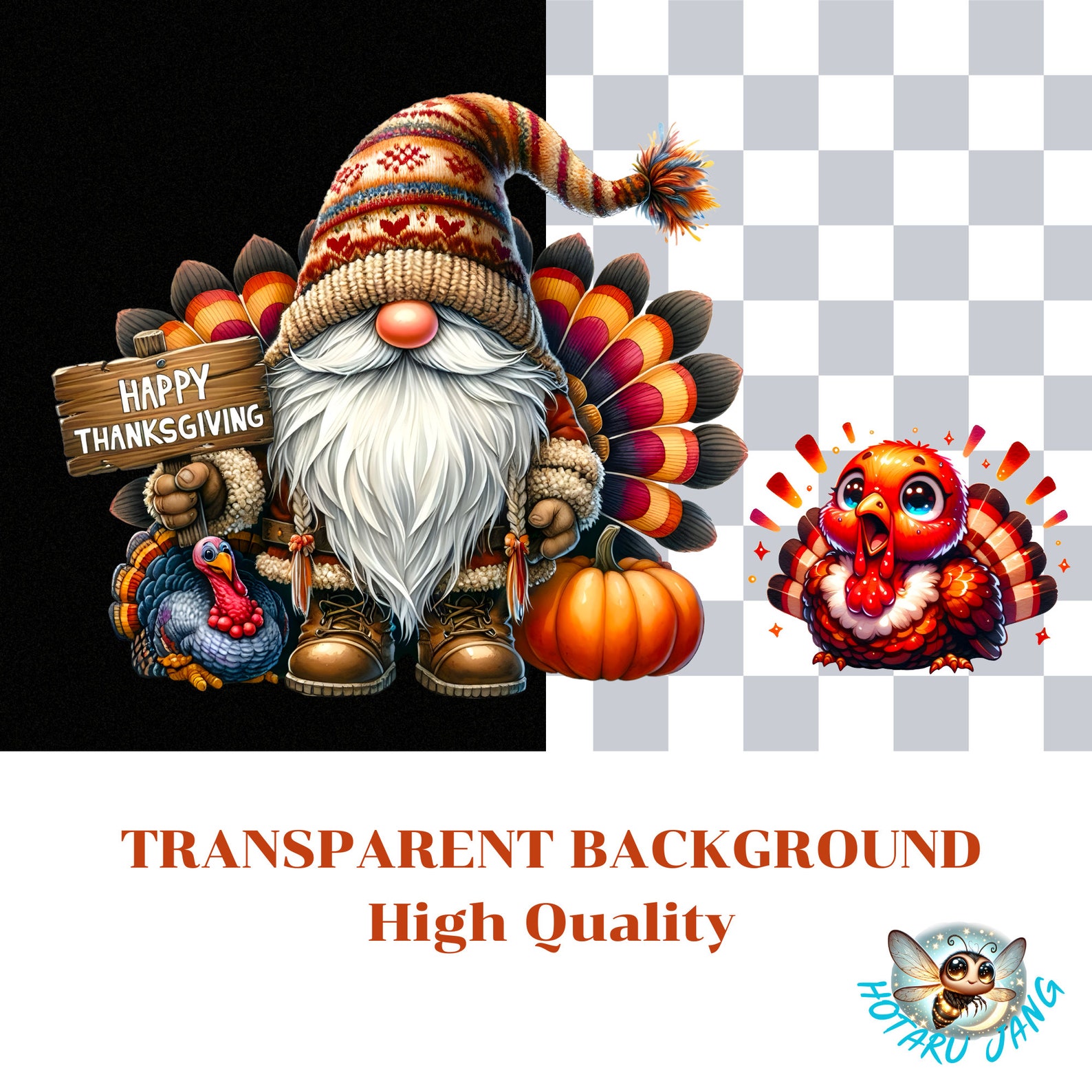 Gnome Thanksgiving Clipart, Turkey, Pumpkin (35 PNG) - Etsy