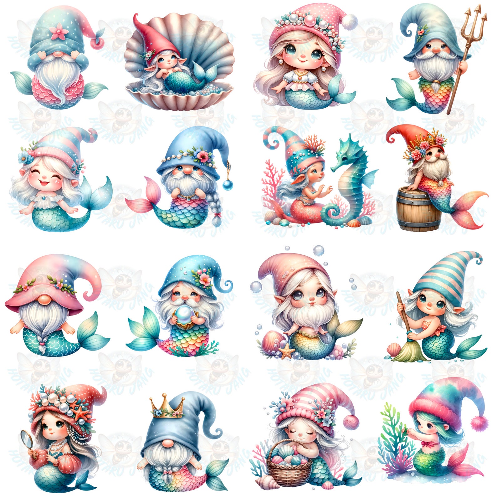 Gnome Mermaid Clipart, Mermaid Clipart, Gnome Clipart, Mermaid Gnome ...