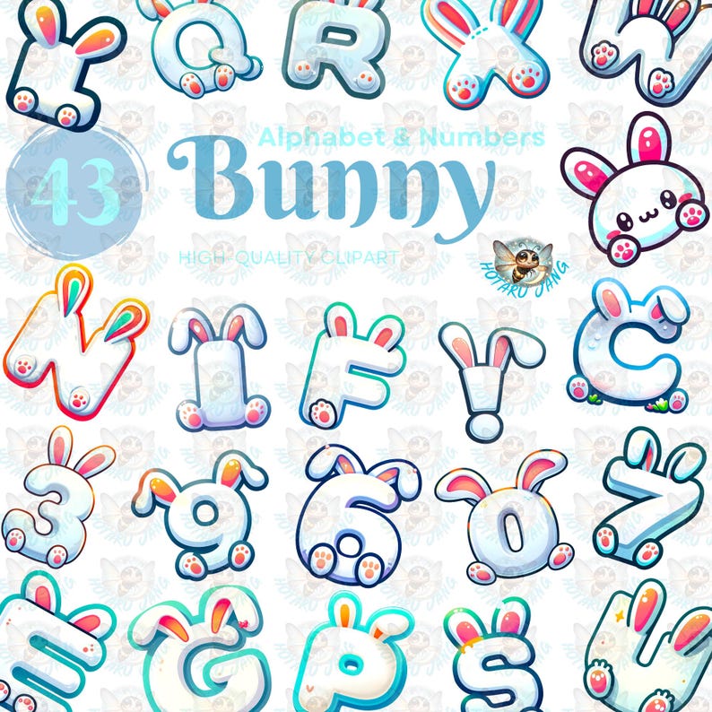 Bunny Alphabet & Numbers Clipart, Alphabet Clipart, Alphabett Png ...