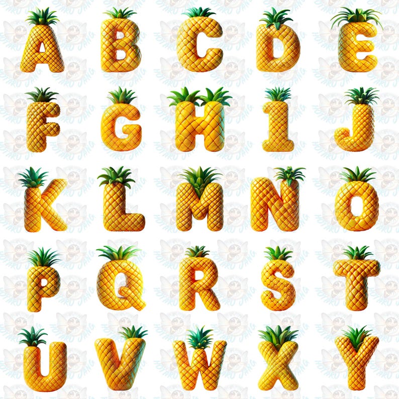 Pineapple Alphabet & Numbers, Fruit Alphabet, Summer, Fun, Kids Party ...