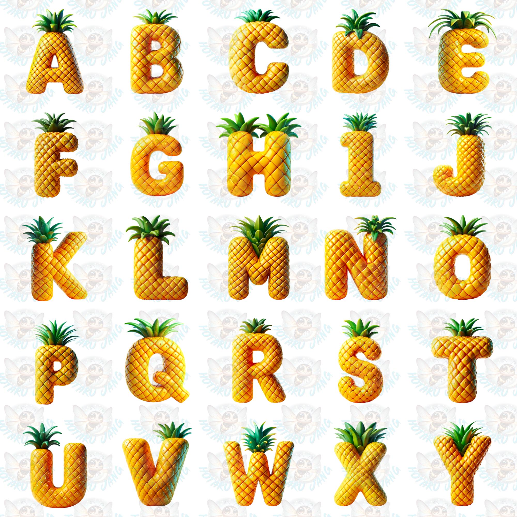 Pineapple Alphabet & Numbers, Fruit Alphabet, Summer, Fun, Kids Party ...