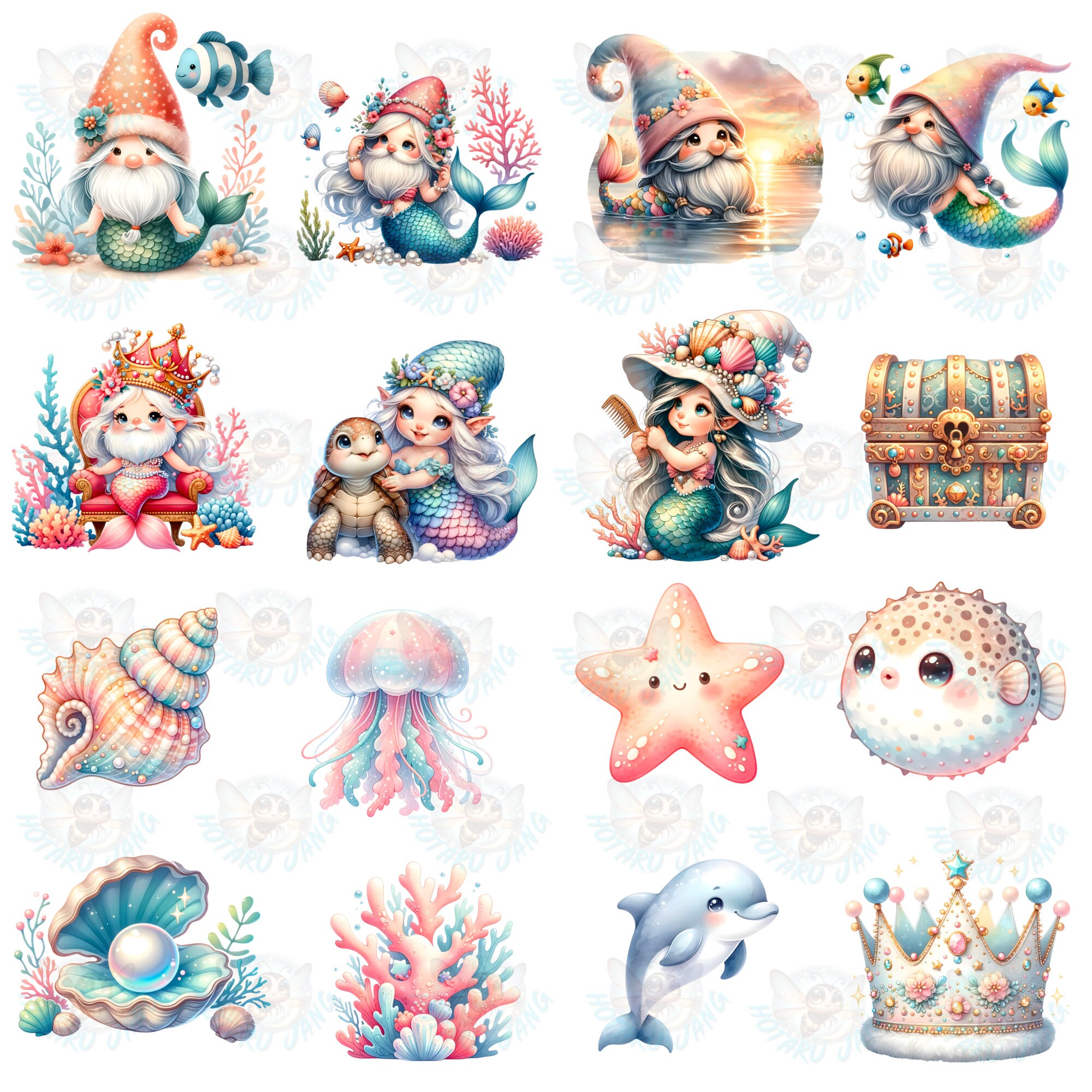 Gnome Mermaid Clipart, Mermaid Clipart, Gnome Clipart, Mermaid Gnome ...