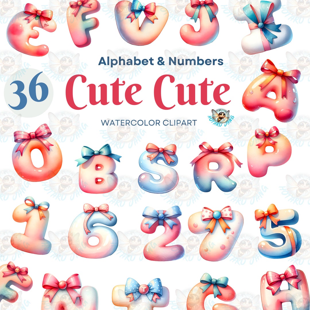 Watercolor Aphabet&numbers, Watercolor Letters, Hand Drawn Aphabet ...