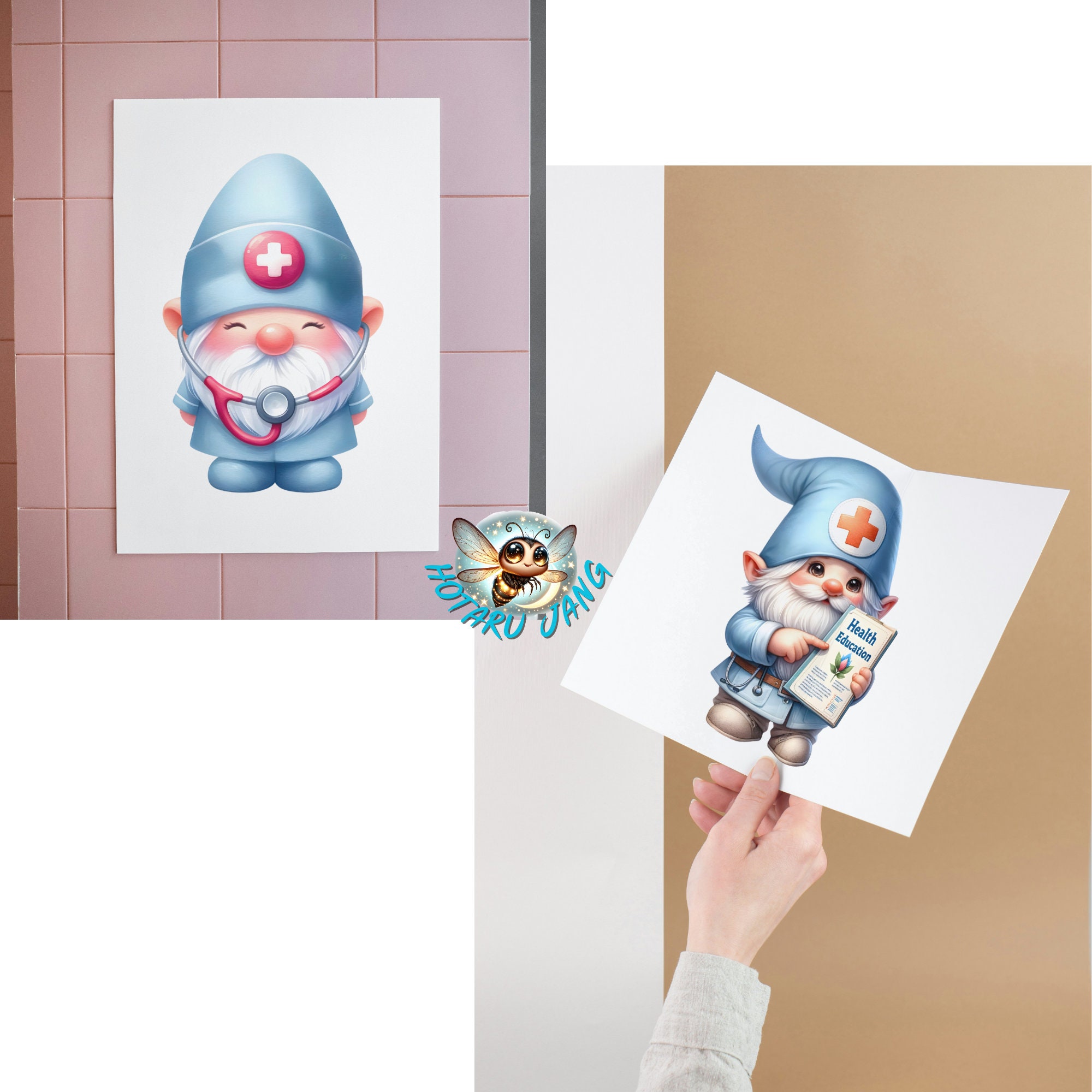 Watercolor Gnome Nurse Clipart: 46 PNG Graphics (digital Art) - Etsy