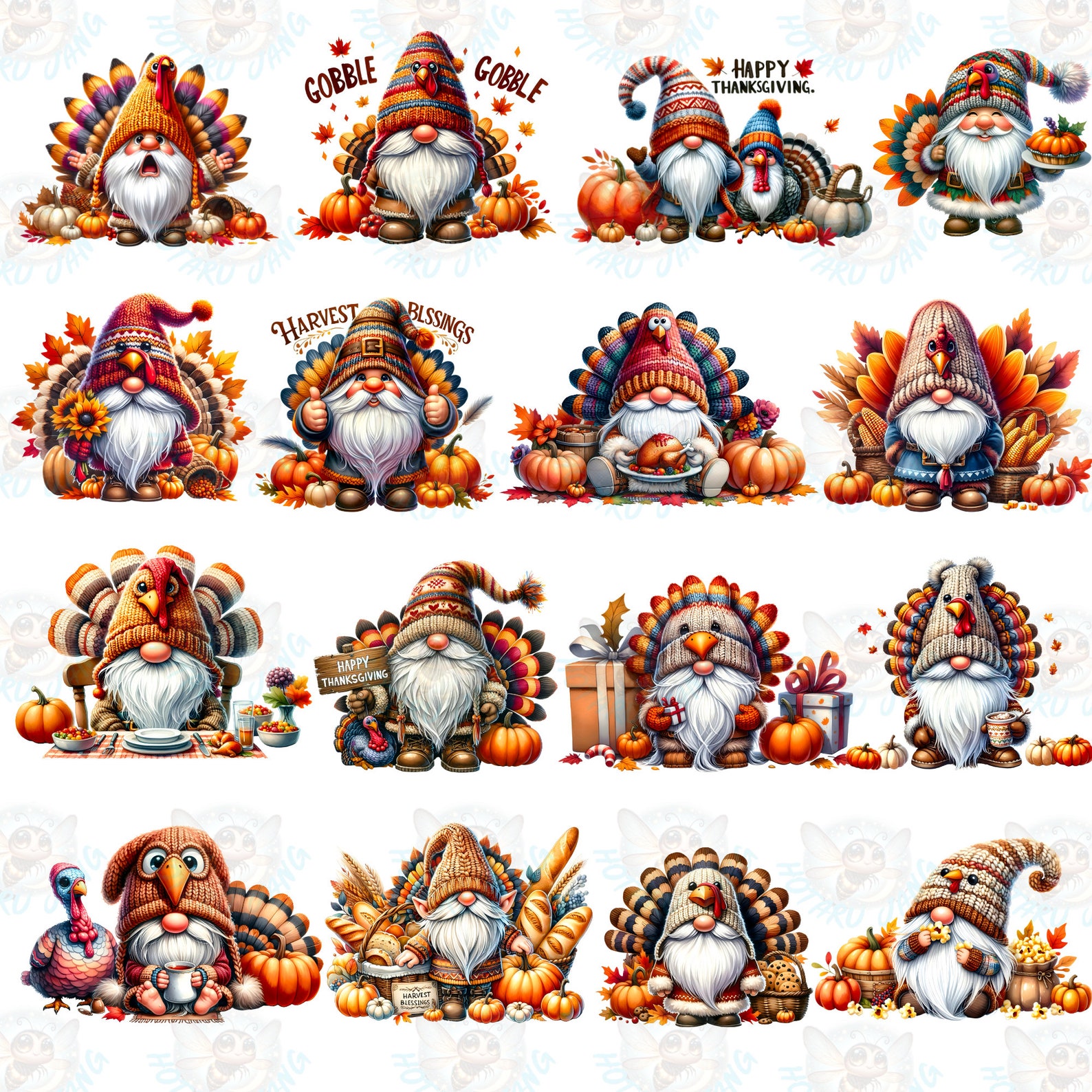 Gnome Thanksgiving Clipart, Turkey Clipart, Thanksgiving Turkey, Happy ...