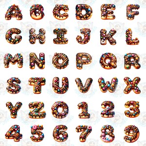 Donut Alphabet & Numbers Clipart | 36-piece Watercolor Set | Sweet ...