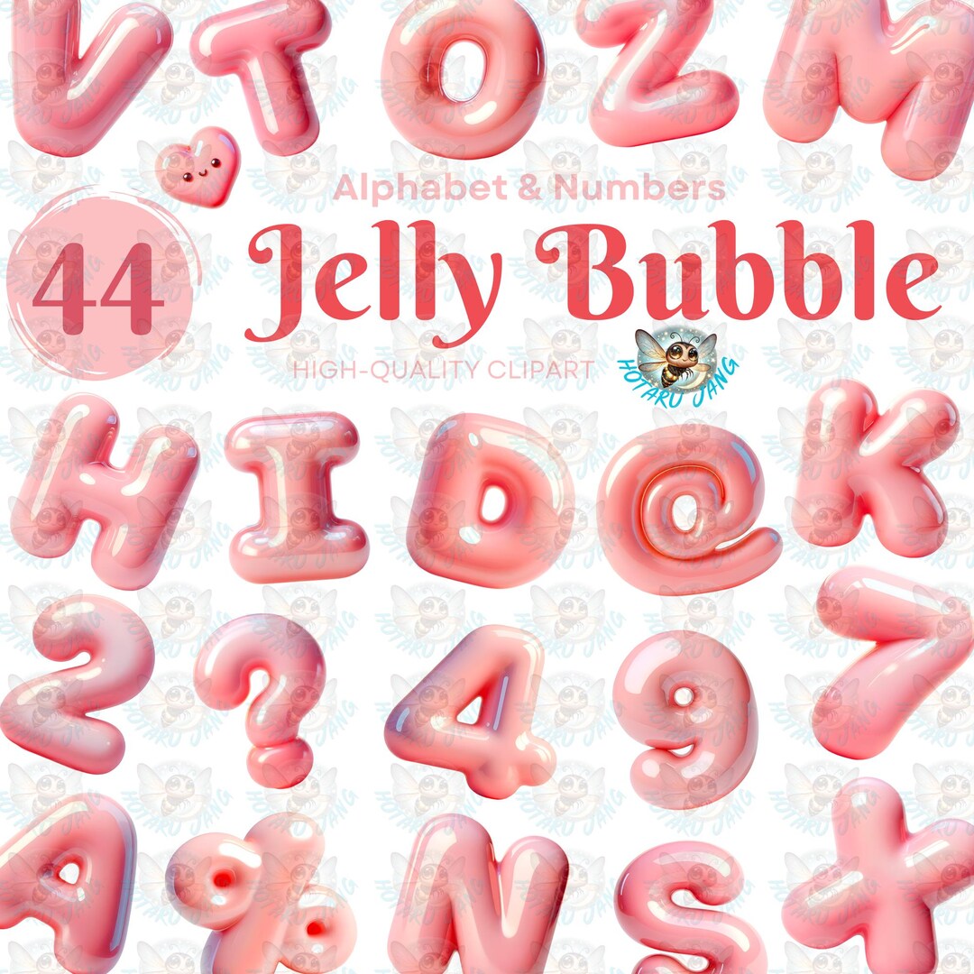 Pink Jelly Bubble Alphabet Clipart: Candy Letters (PNG Digital Download ...