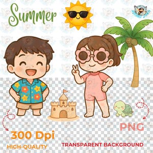 Summer Clipart, Beach Clipart, Cute Beach Kids, Summer Vacation ...