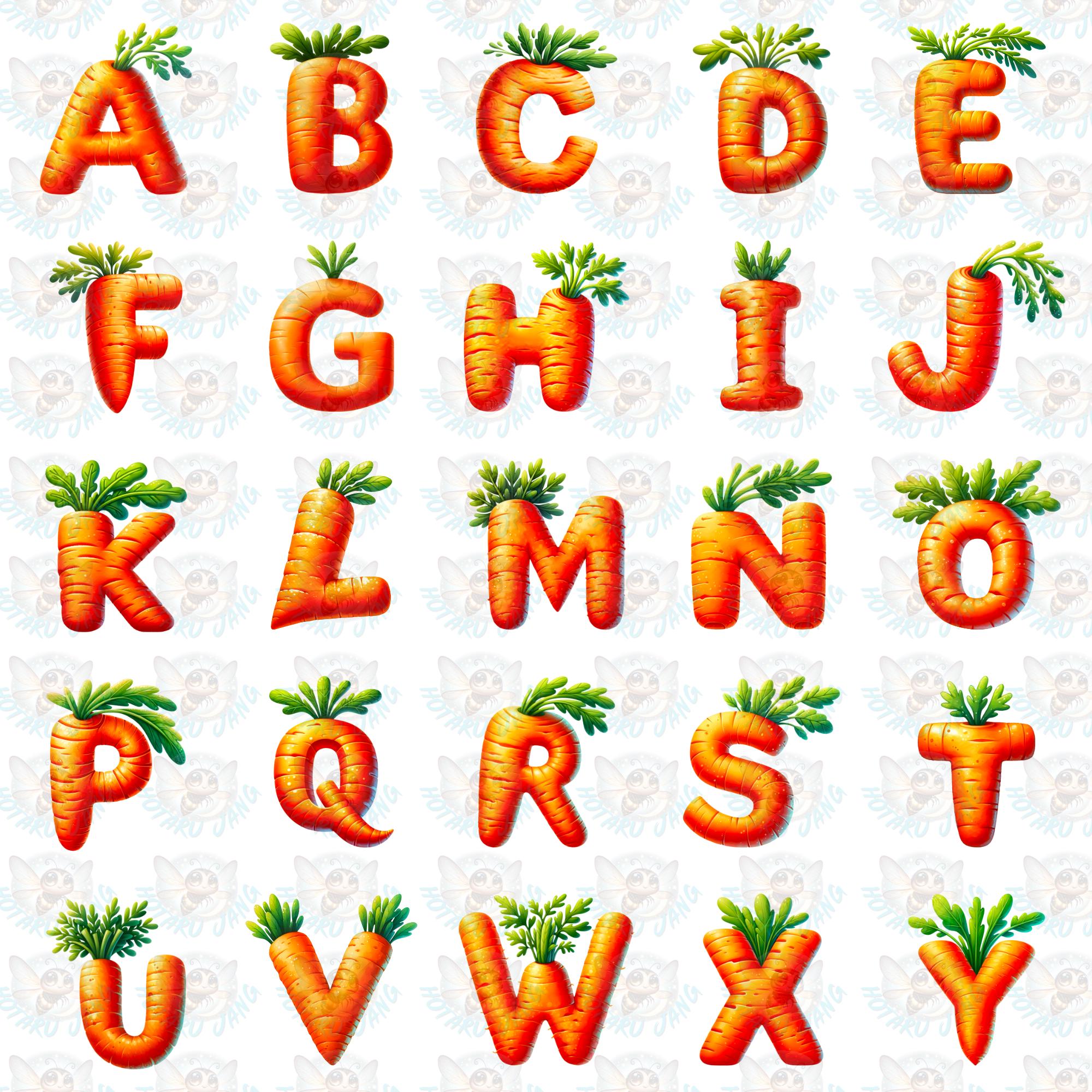 Carrot Alphabets & Numbers, Carrot Alphabet, Easter Alphabet, Easter ...