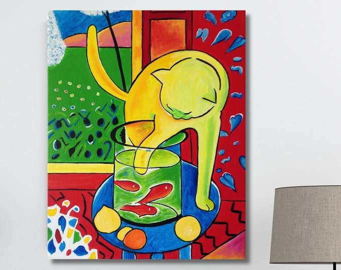 Hand Painted Henri Matisse the Cat With Red Fish Painting Reproduction ...